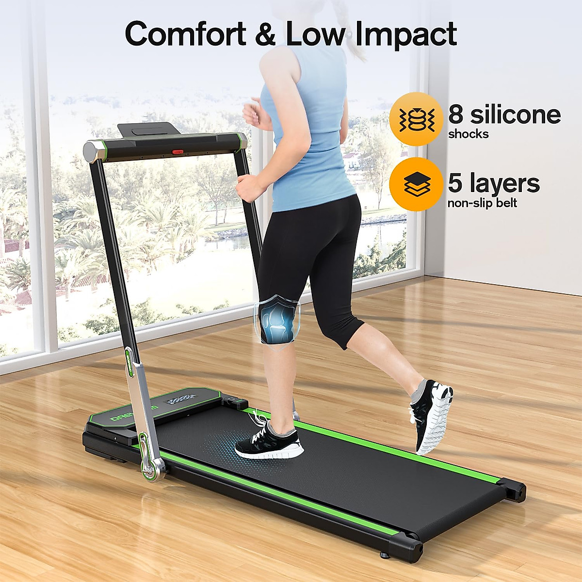 DAEYEGIM Treadmill Walking Pad Under Desk Electric Compact Space Folding Treadmill for Home Office with LED Touch Screen