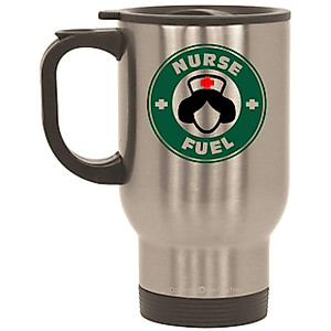 BeeGeeTees Nurse Fuel Funny Mug Stainless Steel Travel Cup Sarcastic Nursing Coffee Motivated (14 ozS)