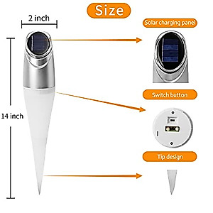 Solar Outdoor Walkway Lights 4 Pack, Bright LED Powered Garden Lights Waterproof for Pathway Driveway Garden Yard Landscape (White & Color Changing Solar Lights)