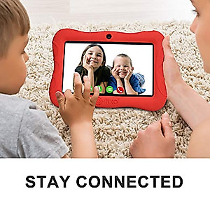 Contixo 7 Inch Kids Learning Tablet - Parental Control 32GB Android 11, for at Home School Children Infant Toddlers - Pre-Loaded Disney E-Books Apps, Child-Proof Case, Great Gift for Children (Red)
