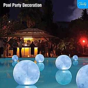 TIALLY Full Moon Floating Pool Lights Solar Powered - Inflatable Pool Lights That Float - Waterproof Led Lights for Pool Party Decorations - Pool Gifts for Pool Owners