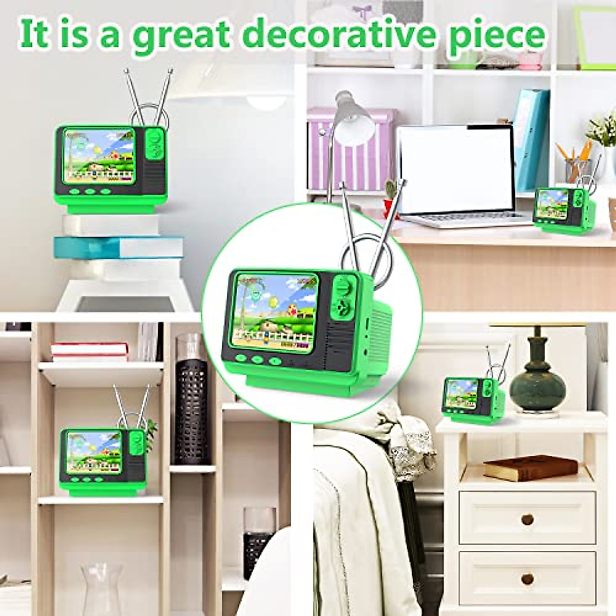 Retro Video Games Console for Kids Adults Built-in 308 Classic Electronic Game 3.0'' Screen Mini TV Games Console Support TV Output and USB Charging Birthday Xmas Gift for Boys Girl 4-12 (Green)