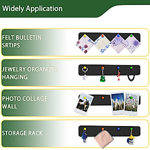 Bulletin Board, Jeethemy Felt Pin Board Bar Strips, Self Adhesive Cork Boards for Walls with 35 Push Pins for Bedrooms Offices Home Decoration,5 Pack,Black