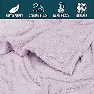 PAVILIA Plush Sherpa Throw Blanket for Couch Sofa | Soft Fluffy Shaggy Fleece Blanket | Fuzzy, Cozy, Warm Microfiber Throw Solid Blanket, Lavender Light Purple, 50x60