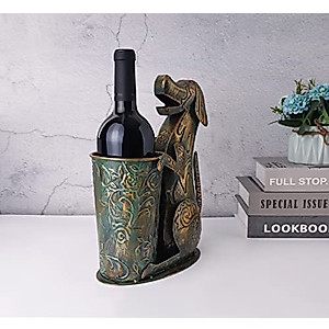MMEXPER Green Bronze Wine Rack Single Wine Bottle Holder for Home Kitchen Display Shelf Gift