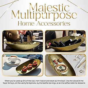 Dough Bowl Candle Co. Luxury Candle - Luxury Candles for Home, 12x5x2 Inch Gold Luxury Candles for Women and Men, 4 Wick Fancy Candles, Candles for All Occasions (Palo Santo and Patchouli, Gold)