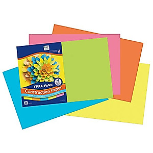 Tru-Ray Heavyweight Construction Paper, Hot Assorted Colors, 12" x 18", 50 Sheets