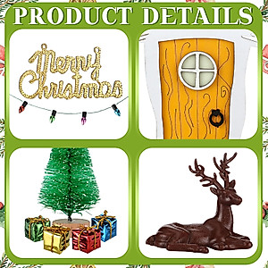 Bencailor 21 pcs Christmas Doll House Decoration Miniature Dollhouse Accessories Small Scene Model Light Mini Christmas Tree Christmas Dollhouse Furniture for Party DIY Craft Gift(Stylish Style)