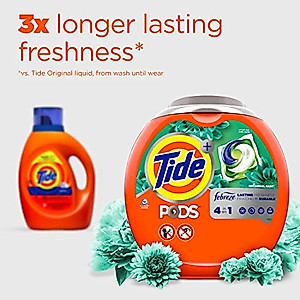 Tide PODS Liquid Laundry Detergent Soap Pacs, 4-n-1 with Febreze, HE Compatible, 85 Count, Lasting Freshness, Botanical Rain Scent