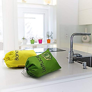 DE Reusable Produce Bags ，Includes Banana Bag and Lettuce Bag，Keep it Longer Up To 2 Weeks Stop Food Waste