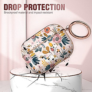 Maxjoy for Airpods Pro 2nd/1st Generation Case Cover, Flower Hard Cute AirPod Pro 2 Case for Women Men with Keychain Protective Shockproof Cover for AirPods Pro(2022/2019)