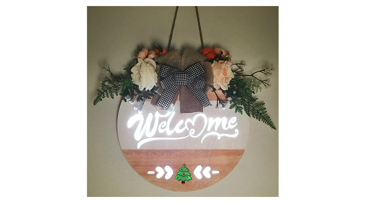 Interchangeable Welcome Sign with Light - Seasonal Decor for Front Door