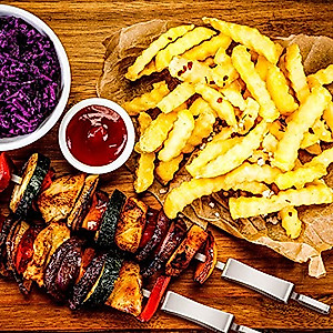 8 Pieces Grilling Basket and 4 Pieces Grilling Skewers Stainless Steel BBQ Grill Accessories Grilling Baskets Metal Barbecue Skewers for Vegetables Shrimps Meats