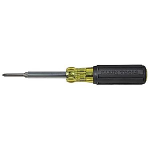 Klein Tools 32559 Multi-bit Screwdriver / Nut Driver, Extended Reach 6-in-1 Tool with Nut Driver, Phillips and Slotted Bits