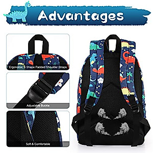 Ancrina Backpack for Kids Dinosaur Bookbag Set School Bag with Lunch Box and Pencil Case Lightweight Kindergarten Elementary
