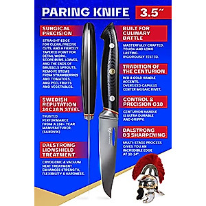 Dalstrong Paring Knife - 3.5 inch - Centurion Series - Swedish 14C28N High - Carbon Stainless Steel Kitchen Knife - G10 Handle - Fruit, Vegetable, Meat - Cooking Chef's Knife - w/Sheath
