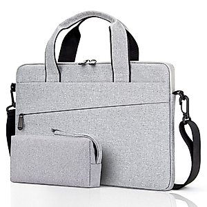 MicaYoung Laptop Sleeve Shoulder Bag 13-14 Inch PC Portable Handbag Carrying Case Compatible with 14 inch VivoBook/ZenBook/ThinkPad Acer ASUS Dell HP Chromebook Samsung Notebook Surface, Gray