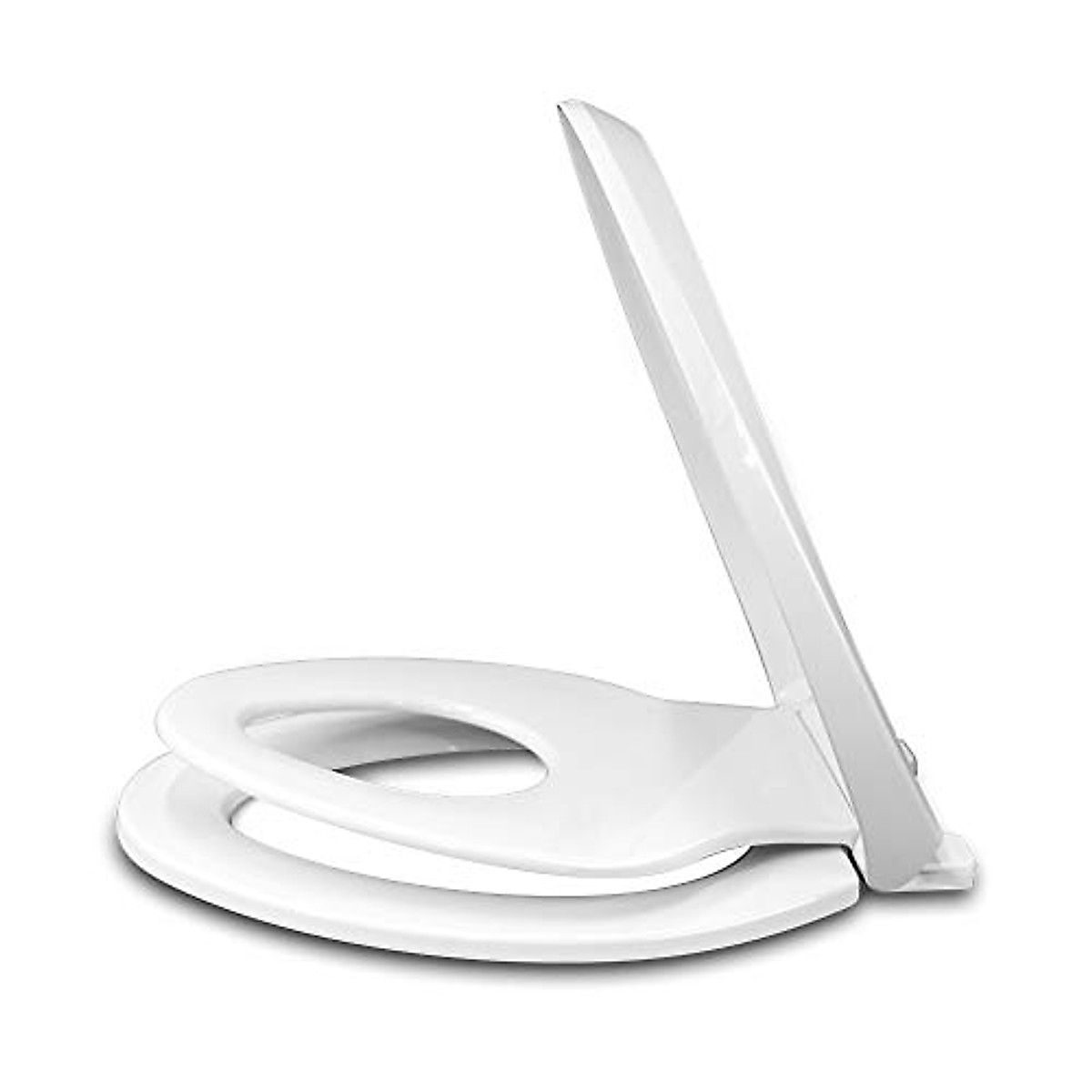 WSSROGY Elongated Toilet Seat with Built in Potty Training Seat, Magnetic Kids Seat and Cover, Slow Close, Fits both Adult and Child, Plastic, White