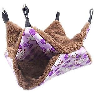 2 PCS 13.7×13.7inch Small Guinea Pig Rat Hammock Guinea Pet Small Animal Hanging Hammock Bunkbed for Sugar Glider Squirrel Playing(Blue and Purple)
