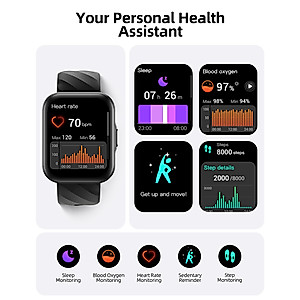 Parsonver Smart Watch for Women Men, 1.69"(43mm) Smartwatch for Android Phones and iPhone Compatible IP68 Waterproof Fitness Watch with HD Touch Screen Sleep Tracker Heart Rate Pedometer