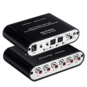 SOUTHSKY 5.1/2.1 Audio Rush Digital Sound Decoder Converter,Optical SPDIF, Coaxial to 5.1CH 2.1CH Analog Audio (6RCA Output) for Old AV Receiver