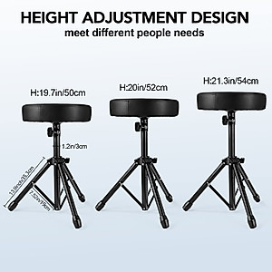 Noeler Universal Drum Throne Stool Metal Professional Drum Seat Sponge Padded for Kids&Adult with Anti-Slip feet