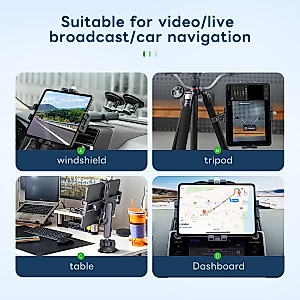 FANAUE Tablet Holder for Car with Ball Head, Lightweight Design, 360 Rotatable Ipad Mount - for Your Windshield, Dashboard, or Desk,Compatible with All 8"-12.9" Tablets (iPad Mini, iPad Pro 12.9)