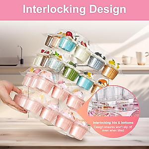 BORPEIN Cupcake Containers 12 Count Standard(12 count x 15 sets) Sturdy Strong Cupcake Boxes for 12 Cupcakes, Disposable Cupcake Carrier Holders, Clear Plastic Containers with Detachable Lid