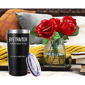 Bye Traitor 20 oz Travel Mug Tumbler.Coworker Leaving Gifts.Going Away Gifts for Coworker New Job Promotion.Funny Farewell Goodbye Gifts for Men Women Coworker Boss Friend.(Black)