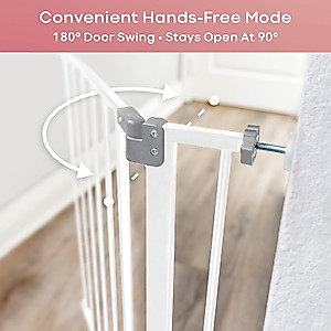 InnoTruth 29-39.6" Width Auto Close Dog Gate, 30" Tall Wide Baby Gate for Pets, Extra Wall Pressure or Hardware Mounted for Stairs, Doorways, Bedrooms, Safety Child No Drill Walk Through Gate, White