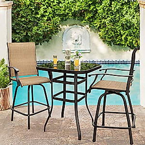 Homall Bar Height Patio Set 2 Swivel Bar Stools and Bar Table