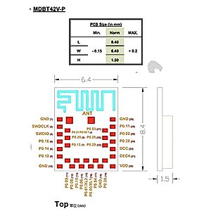 MDBT42V-P512KV2 nRF52832 Small Size Module PCB Antenna Bluetooth Module BLE BT5.2 BT5.0 BT4.2 FCC IC CE Telec KC RCM SRRC