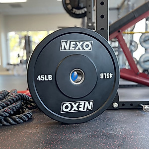 NEXO 45LB Rubber Olympic Bumper Plate Pair - Premium Matte Black Finish 2x 45LB Cross Training Weight Plates