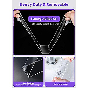 IKeelsy Double Sided Tape Removable 1.18" x 120”, Clear & Tough Nano Double Sided Tape Heavy Duty, Multipurpose Tape Picture Hanging Strip Adhesive Poster Carpet Tape