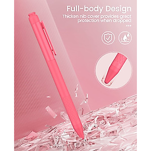 MoKo Silicone Pencil Sleeve for Apple Pencil 1st Generation, Lightweight Apple Pencil Silicone Cover Anti-Slip Grip iPad Pencil Holder with Clip, 3 Nips, Watermelon Red