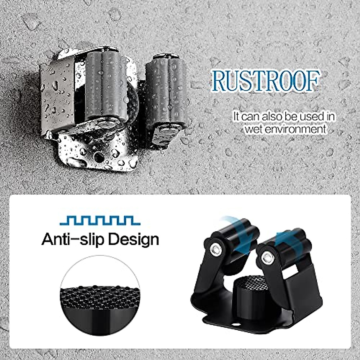 JAMEND CLXP 3PCS Broom and Mop Holder, Heavy Duty Garden Tool Organizer Rack Rake and Shovel Handle, Stainless Steel Mop Hanger. Wall Mounted Utility Rack with Screws, Silver.