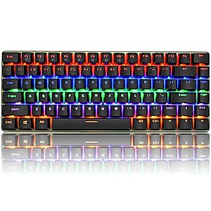 LexonElec Wireless Mechanical Keyboard,Two Mode BT5.0/USB-C 82 Keys Bluetooth Mechanical Keyboard,Rainbow LED Backlit,Compact Gaming Keyboard for Windows Mac PC Gamer(Black)