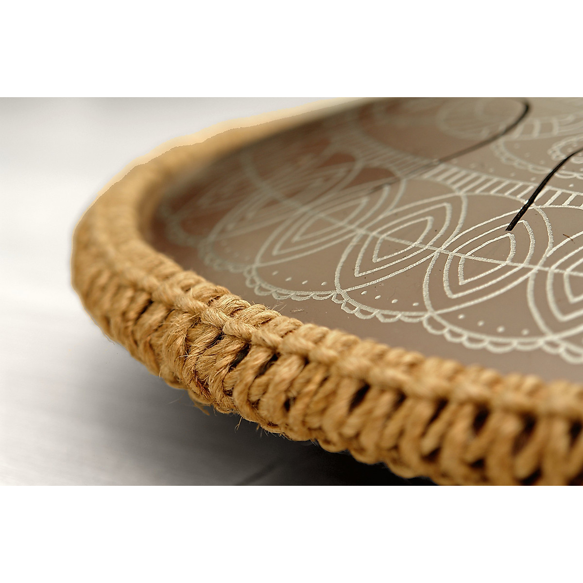 GUDA DRUM Freezbee with Soft Brown Rope Decoration