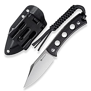 SENCUT Waxahachie Fixed Blade Knife, Full Tang Clip Point Satin 9Cr18MoV Blade with G10 Handle, Kydex Sheath, Waist T-clip for EDC Survival Hunting Camping Outdoor Everyday Carry SA11A