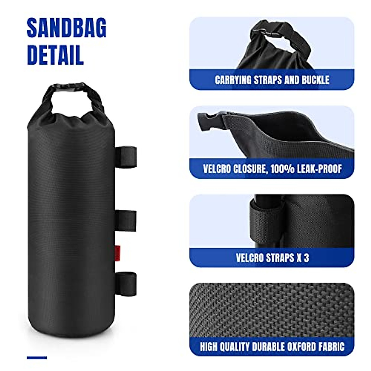 YOOFAN Sand Bags for Weight Set of 4 – Heavy Duty Sandbags for Canopy Weights Tent Weights Tarp Weights Gazebo Weights Outdoor, Black