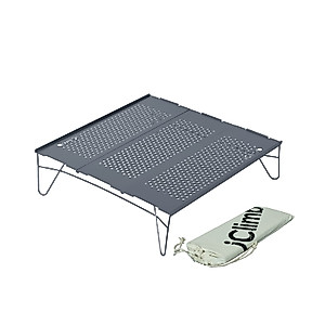 iClimb Mini Solo Folding Table Ultralight Compact for Backpacking Camping Hiking Beach Picnic (Gunmetal, L)