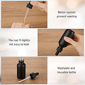 Epakh 100 Pieces Black Dropper Bottles 1oz Glass Bottles Bulk Round Bottles with Droppers and Hats 30ml Glass Dropper Bottles for Essential Oils Lab Tinctures Medicine Perfumes