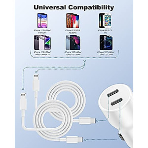iPhone Car Charger Fast Charging, [Apple MFi Certified] 45W Dual USB C Car Charger Cigarette Lighter with 2Pack USB C to Lightning Cable Cord,Apple Car Charger for iPhone 14/13/12/11 Pro Max Plus iPad