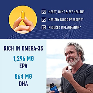 Triple Strength Omega 3 Fish Oil | 3600 mg EPA & DHA | Over 2100mg of Omega 3 Fatty Acids | 1300mg EPA + 860mg DHA | Best Essential Fatty Acids | Premium Burpless Softgel Supplements (120 Ct)