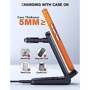 LK Wireless Charger for Samsung 3 in 1 Wireless Charging Station for Galaxy S23 Ultra Plus S22 S21 Z Flip 5 Fold Galaxy Buds Live Detachable Charger for Galaxy Watch 5 Pro 4 iWatch