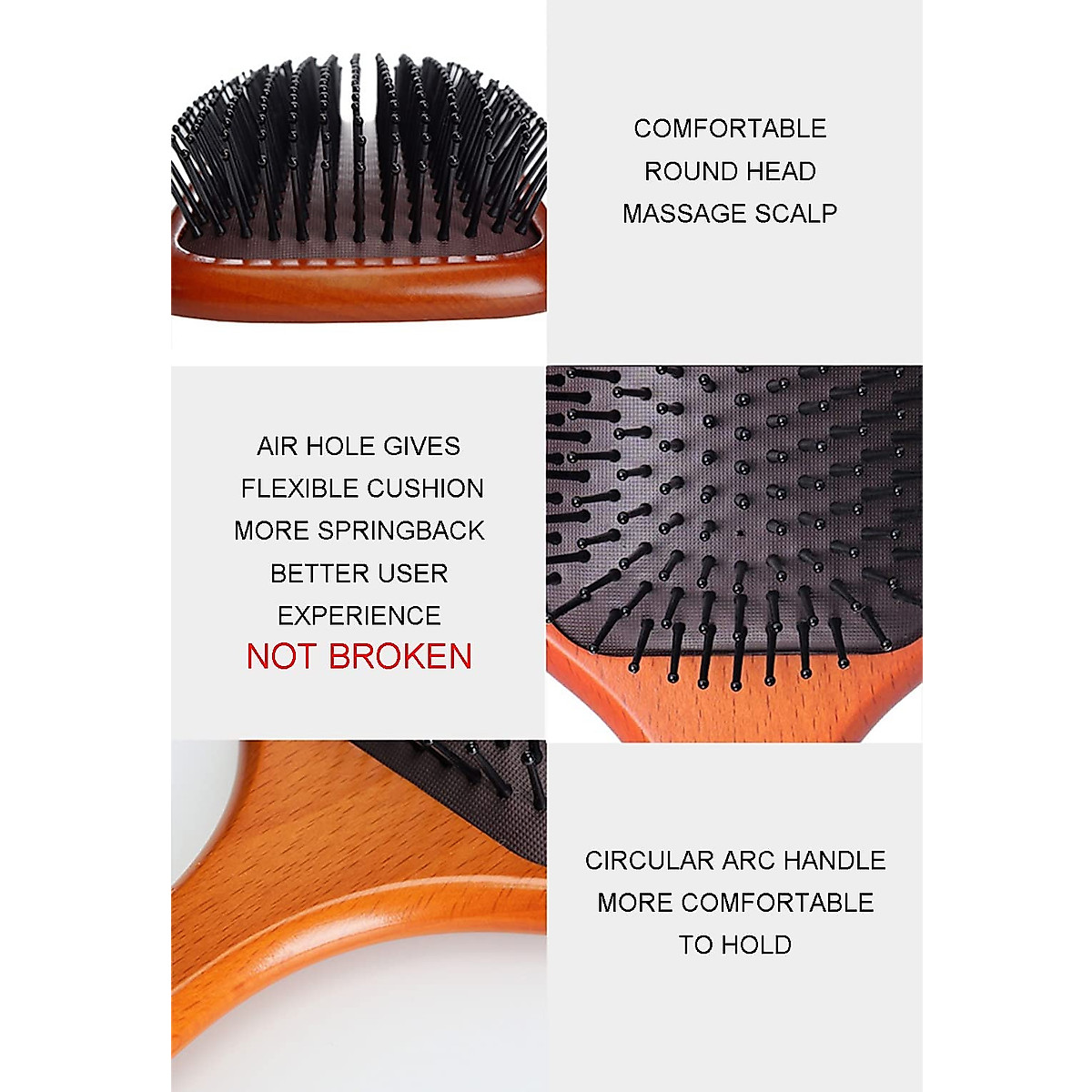MIEDEON Hair Brush Paddle Brush Flexible Cushion Hairbrush for Thick Curly Thin Long Short Dry Hair Adds Shine and Makes Hair Smooth, For Women Men Children, With Gift Comb Cleaner (1)