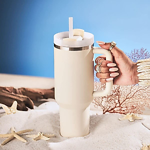 ANNA QUEEN 40 oz Tumbler With Handle and Straw Lid,Quencher H2.0 Vacuum Stainless Steel Insulated Tumblers,Travel Mug Iced Coffee Cup,Heat,Travel Mug for Hot and Cold Beverages