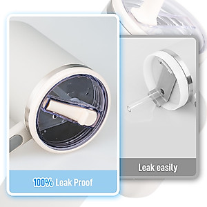 40 oz Tumbler Flip Straw Lid Compatible with Stanley Cup 40oz Tumbler Tumbler Cover Compatible with Stanley Cup Quencher (Cream White, 2 Pack)