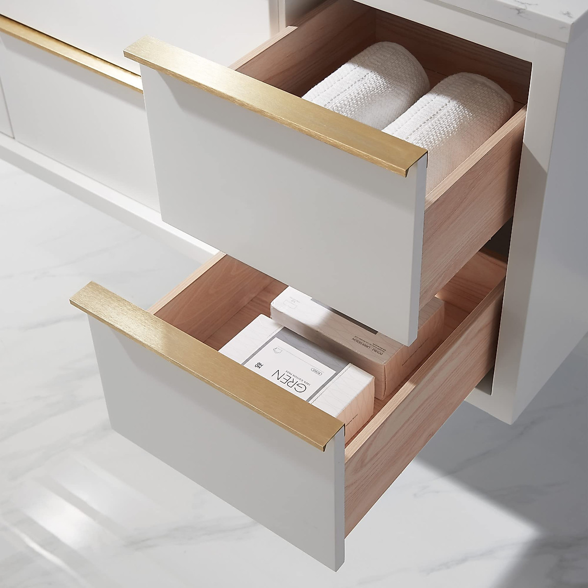 Altair Design Morgan 48" Carrara White Stone Countertop Single Vanity w/Mirror White