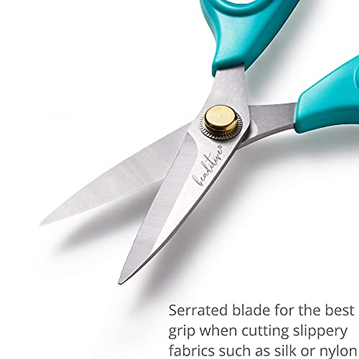 Beaditive Sewing Scissors - 6-Inch Stainless Steel Fabric Scissors - Professional Scissors with Serrated Blade for Easy Cloth Cutting & Quilting - Comfortable Craft Tailor & Dressmaker Shears – Teal